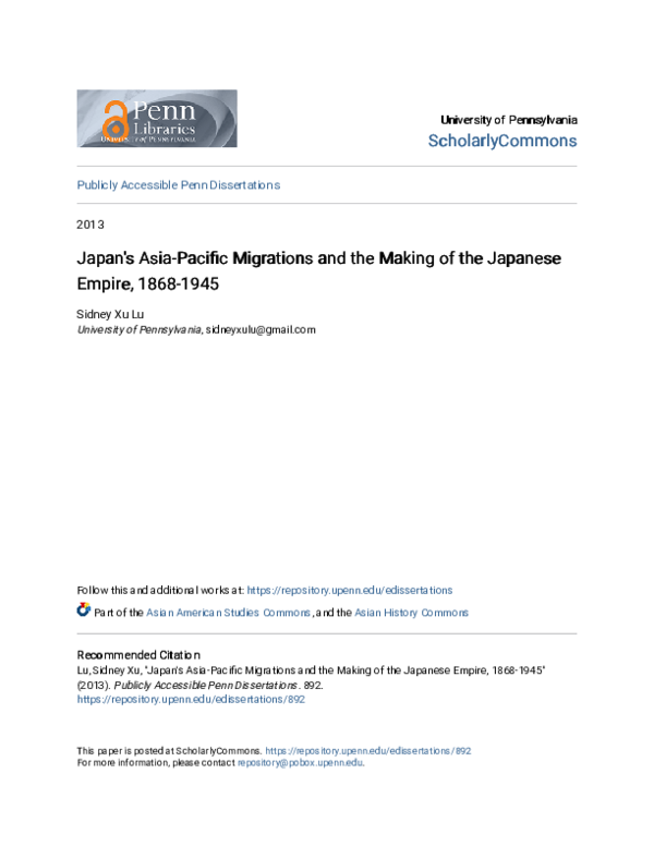 (PDF) Diasporic imperialism Japan's Asia-Pacific migrations and the ...