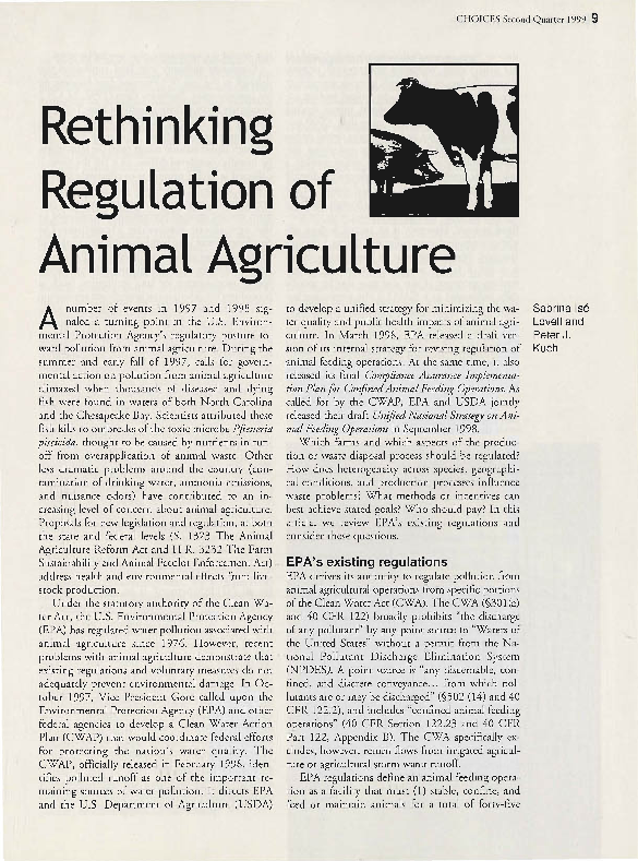 (PDF) Rethinking Regulation of Animal Agriculture