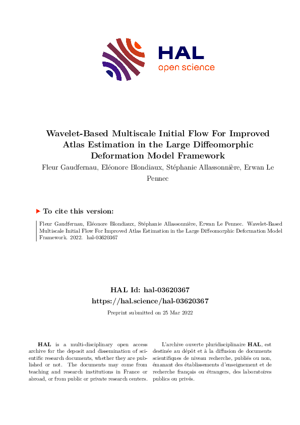 Pdf Wavelet Based Multiscale Initial Flow For Improved Atlas Estimation In The Large