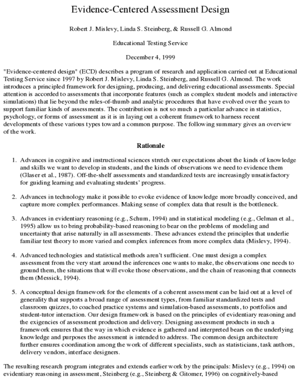 (PDF) Evidence-Centered Assessment Design