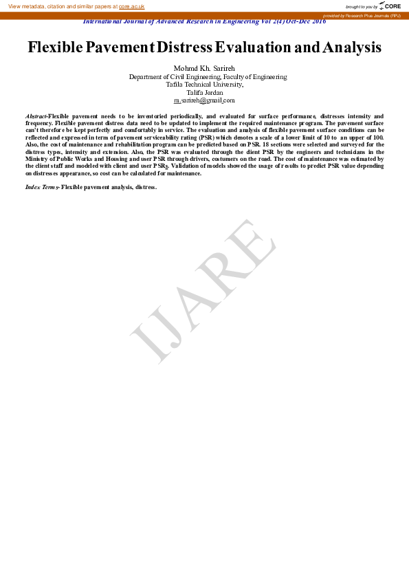 (PDF) Flexible Pavement Distress Evaluation and Analysis | Mohmd Sarireh - Academia.edu