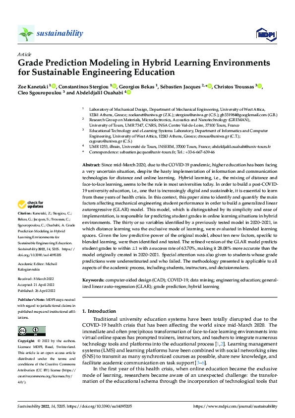 (PDF) Grade Prediction Modeling in Hybrid Learning Environments for ...