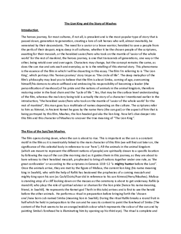 (DOC) The Lion King and the Story of Maahes
