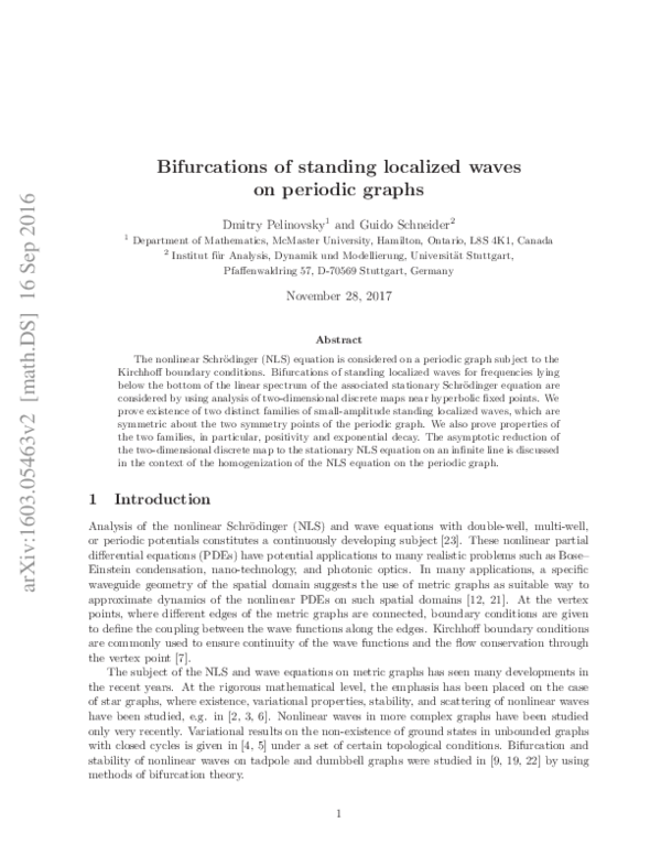 (PDF) Bifurcations of Standing Localized Waves on Periodic Graphs