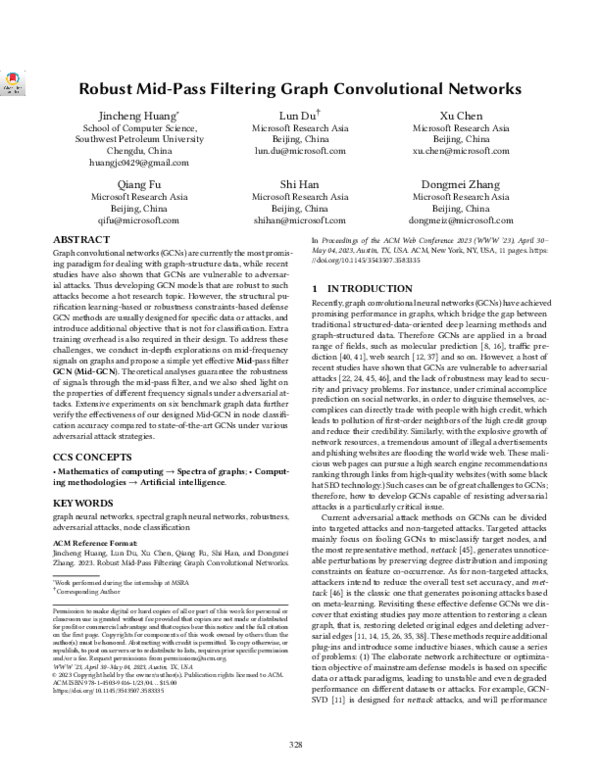 Pdf Robust Mid Pass Filtering Graph Convolutional Networks Dongmei Zhang
