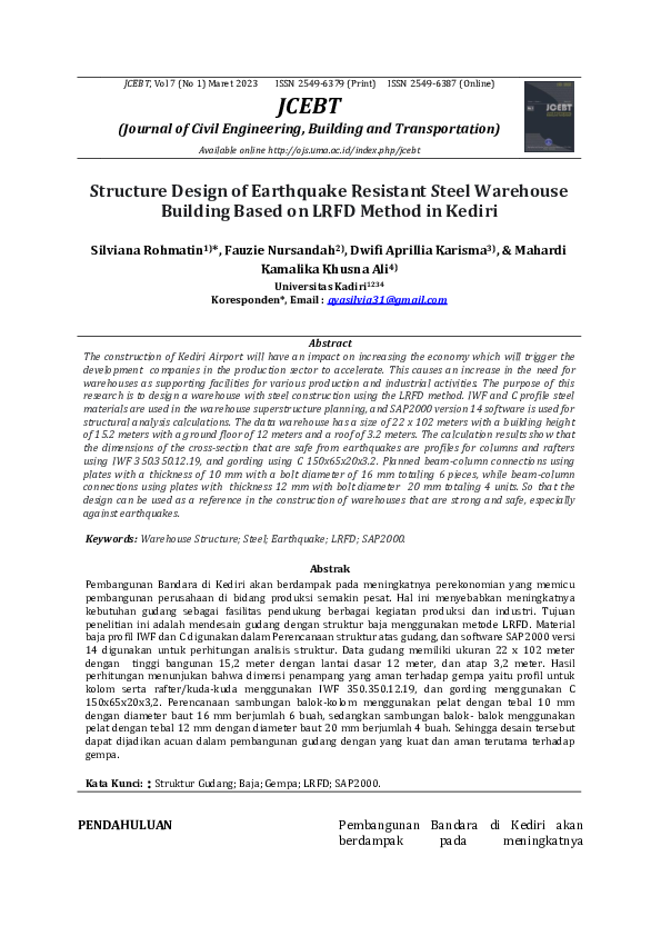 (PDF) Perencanaan Struktur Atas Bangunan Gudang Baja Berdasarkan Metode ...