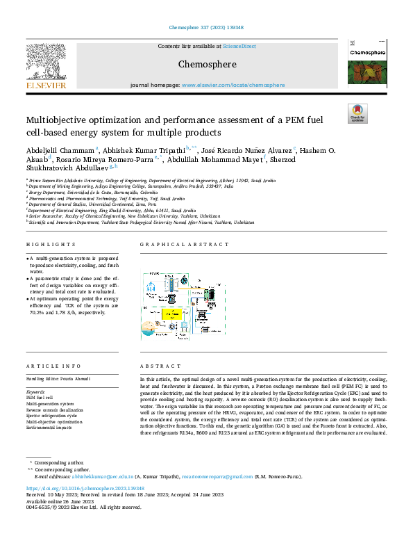 (PDF) Multiobjective optimization and performance assessment of a PEM fuel cell-based energy ...