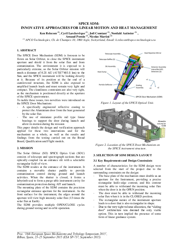 (PDF) SPICE SDM: Heat and Motion Innovations