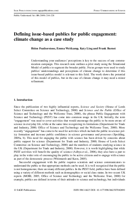 (PDF) Defining issue-based publics for public engagement: climate ...