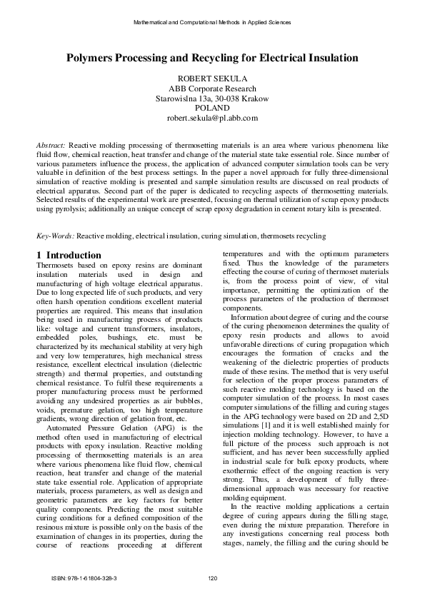 (PDF) Polymers Processing and Recycling for Electrical Insulation