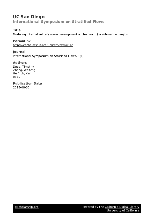 (PDF) Modeling internal solitary wave development at the head of a ...