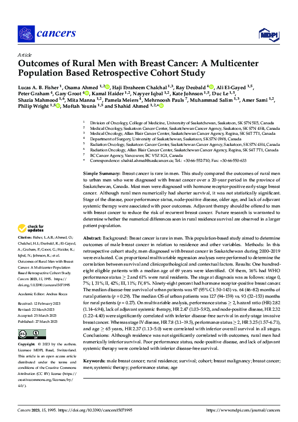 (PDF) Outcomes of Rural Men with Breast Cancer: A Multicenter ...