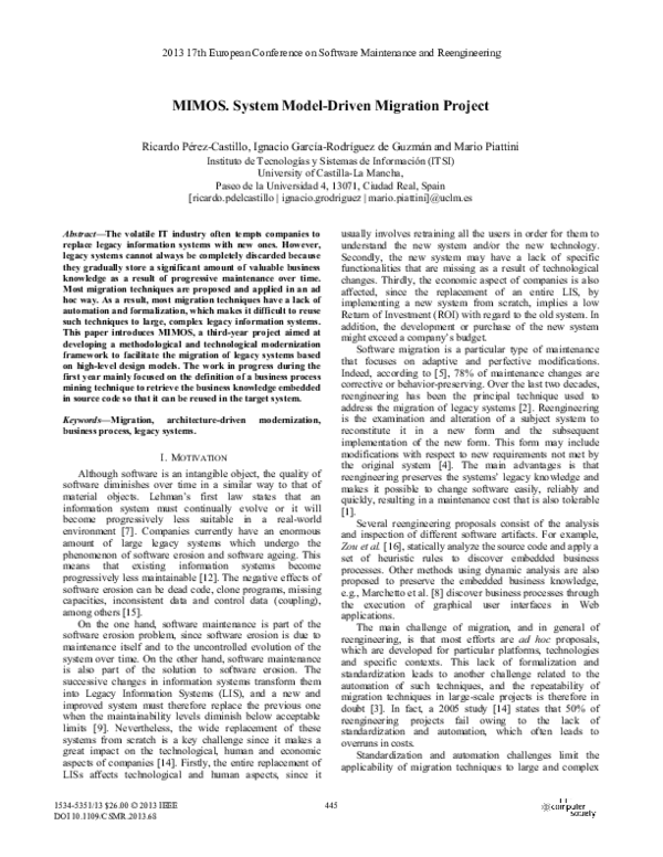 (PDF) MIMOS, system model-driven migration project
