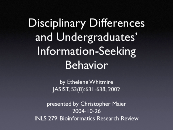 (PDF) Disciplinary differences and undergraduates' information-seeking ...
