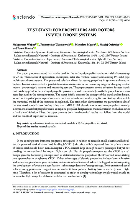 (PDF) Test Stand for Propellers and Rotors in VTOL Drone Systems