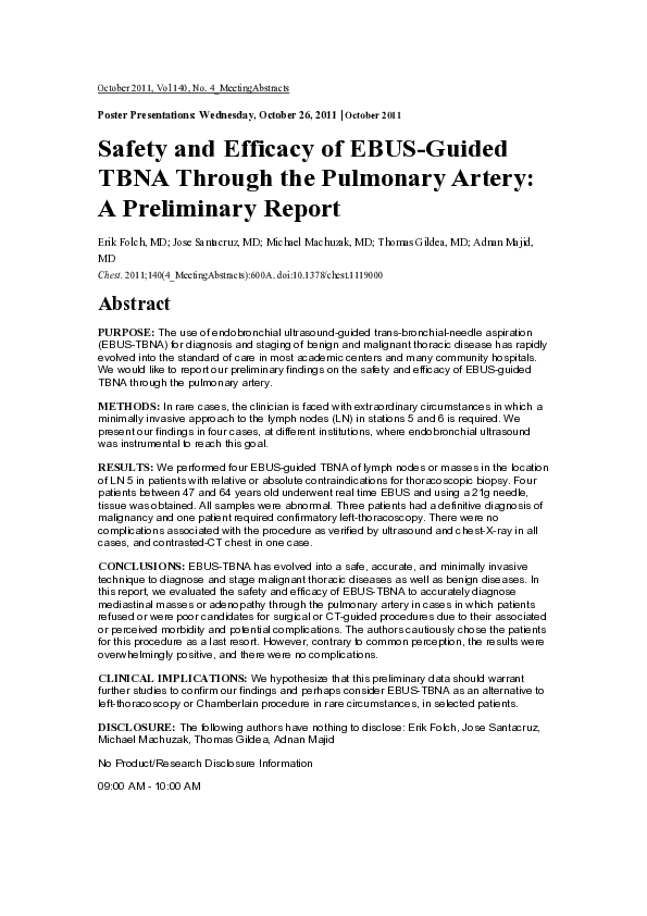 (PDF) Safety and Efficacy of EBUS-Guided TBNA Through the Pulmonary ...