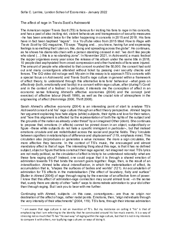 (PDF) The affect of rage in Travis Scott's Astroworld