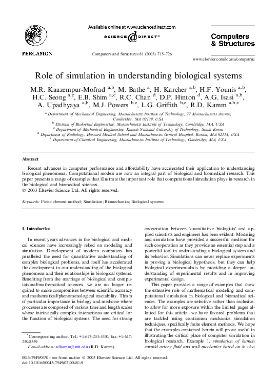 (PDF) Role of simulation in understanding biological systems
