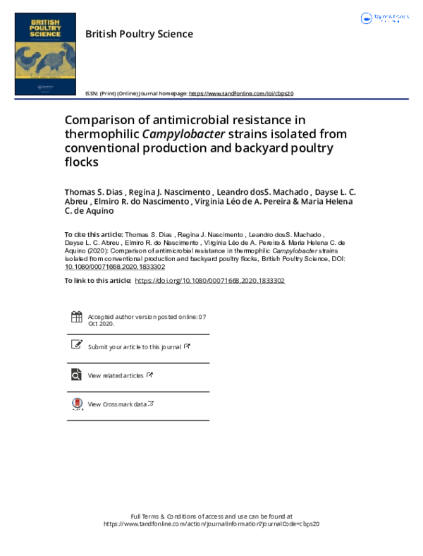 (PDF) Comparison of antimicrobial resistance in thermophilic ...