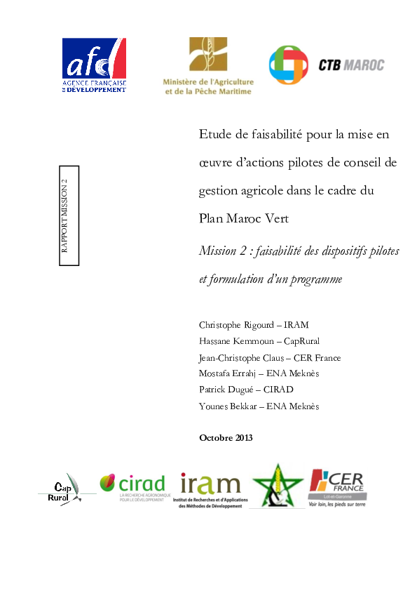 (PDF) Etude de faisabilité pour la mise en oeuvre d'actions pilotes de ...