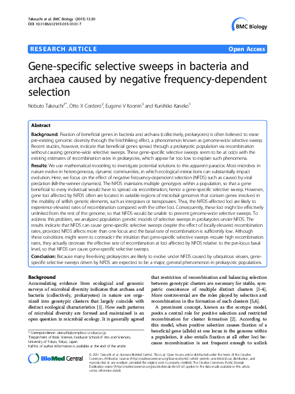 (PDF) Gene-specific selective sweeps in bacteria and archaea caused by ...