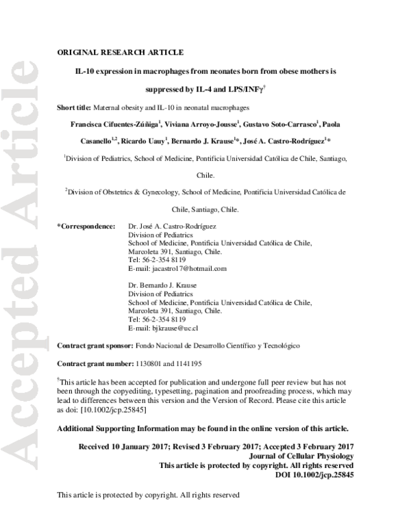(PDF) IL-10 expression in macrophages from neonates born from obese ...