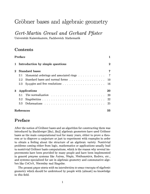 (PDF) Gröbner Bases and Algebraic Geometry