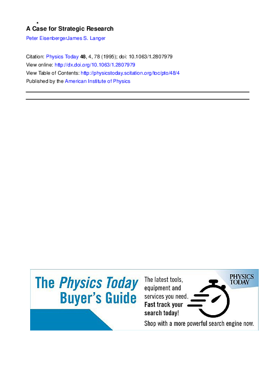 (PDF) A Case for Strategic Research