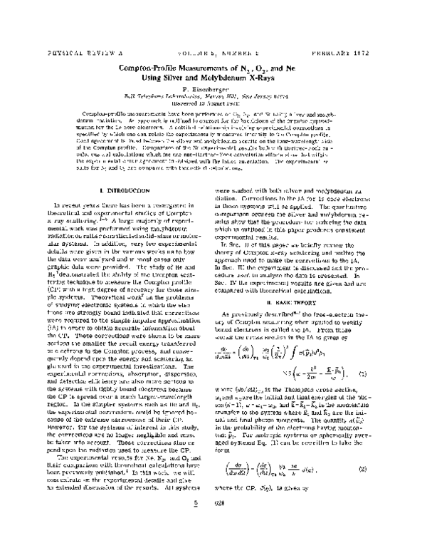 Pdf Compton Profile Measurements Ofn2 O2 And Ne Using Silver And