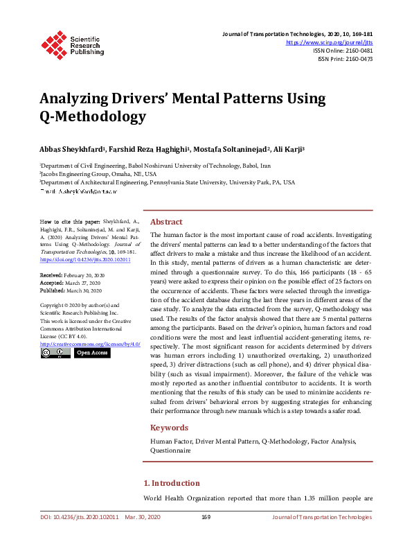 (PDF) Analyzing Drivers’ Mental Patterns Using Q-Methodology