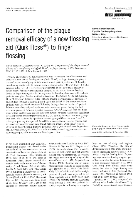 (PDF) Comparison of the plaque removal efficacy of a new flossing aid ...