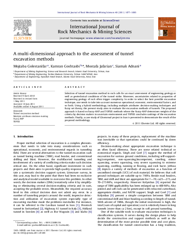 (PDF) A multi-dimensional approach to the assessment of tunnel ...
