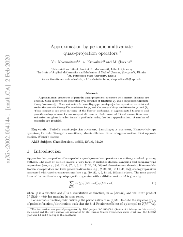 (PDF) Approximation by periodic multivariate quasi-projection operators