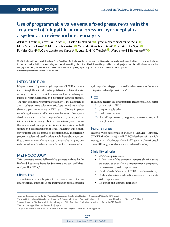 (PDF) Use of programmable valve versus fixed pressure valve in the ...