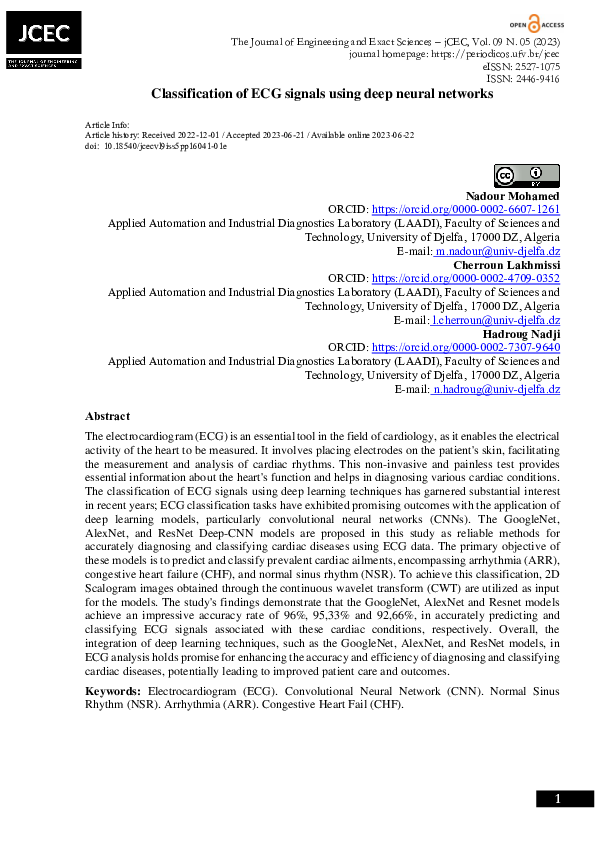 Pdf Classification Of Ecg Signals Using Deep Neural Networks