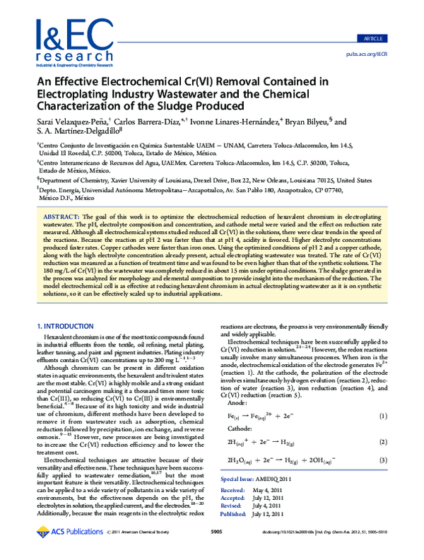 (PDF) An Effective Electrochemical Cr(VI) Removal Contained in Electroplating Industry ...