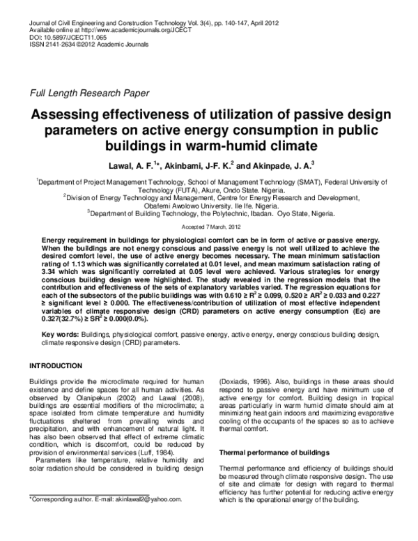 (PDF) Assessing effectiveness of utilization of passive design ...