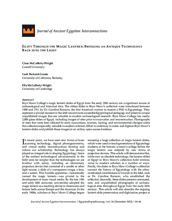 (PDF) Journal of Ancient Egyptian Interconnections EGYPT THROUGH THE ...