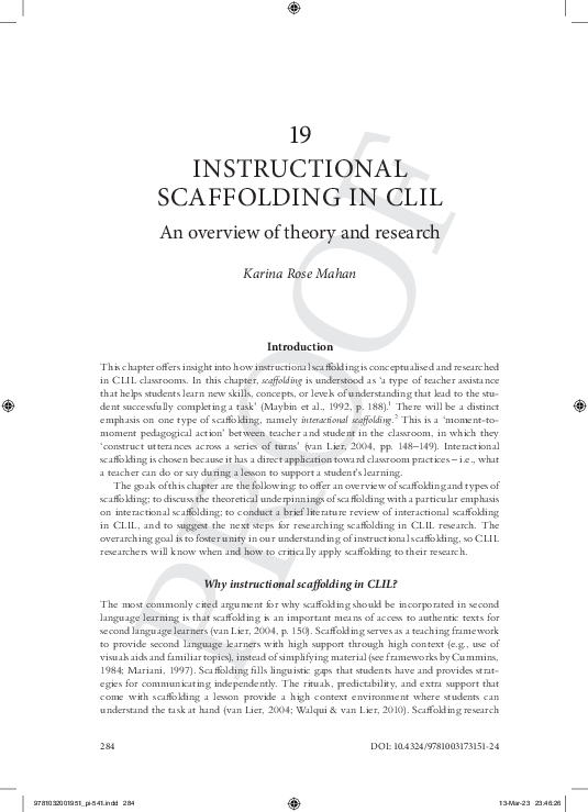 (PDF) INSTRUCTIONAL SCAFFOLDING IN CLIL: An overview of theory and research