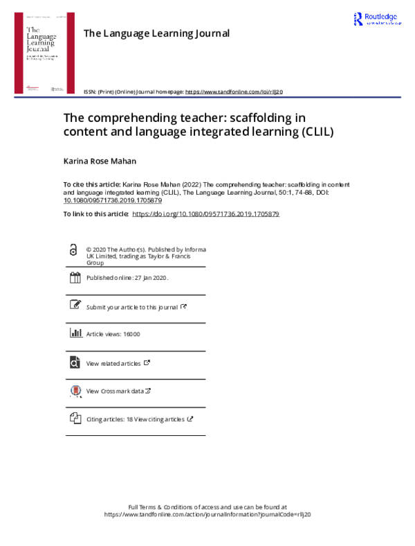 (PDF) The comprehending teacher: scaffolding in content and language ...