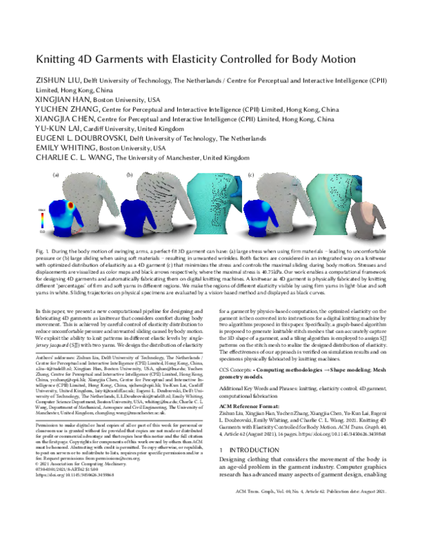(PDF) Knitting 4D garments with elasticity controlled for body motion
