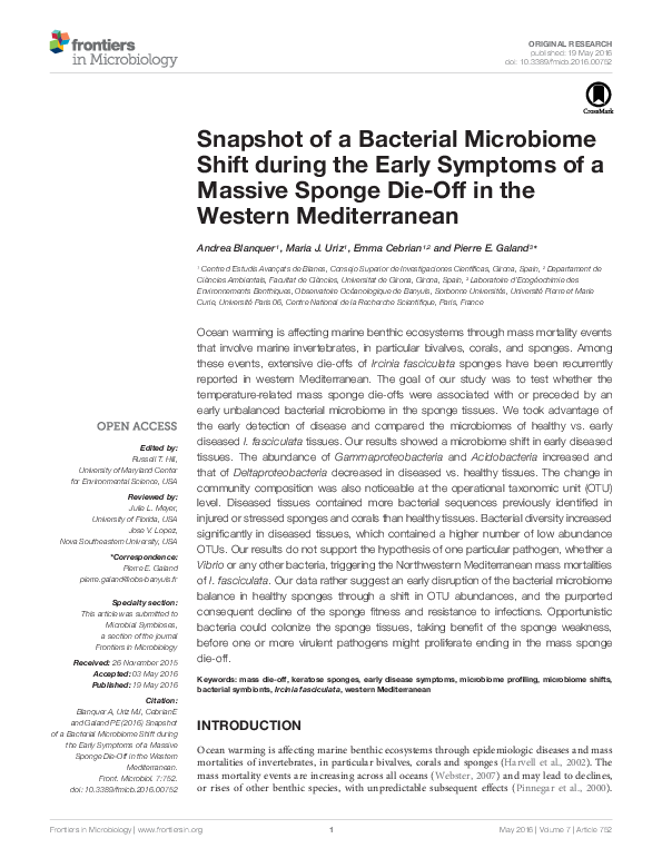(PDF) Snapshot of a Bacterial Microbiome Shift during the Early ...