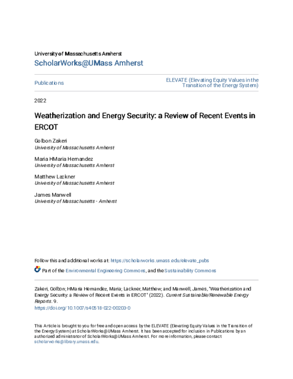 (PDF) Weatherization and Energy Security: a Review of Recent Events in ...