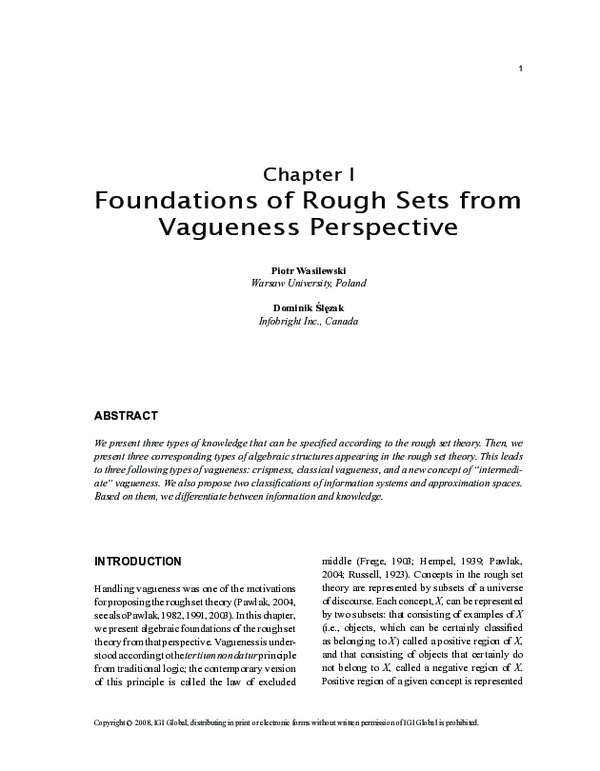 (PDF) Foundations of Rough Sets from Vagueness Perspective