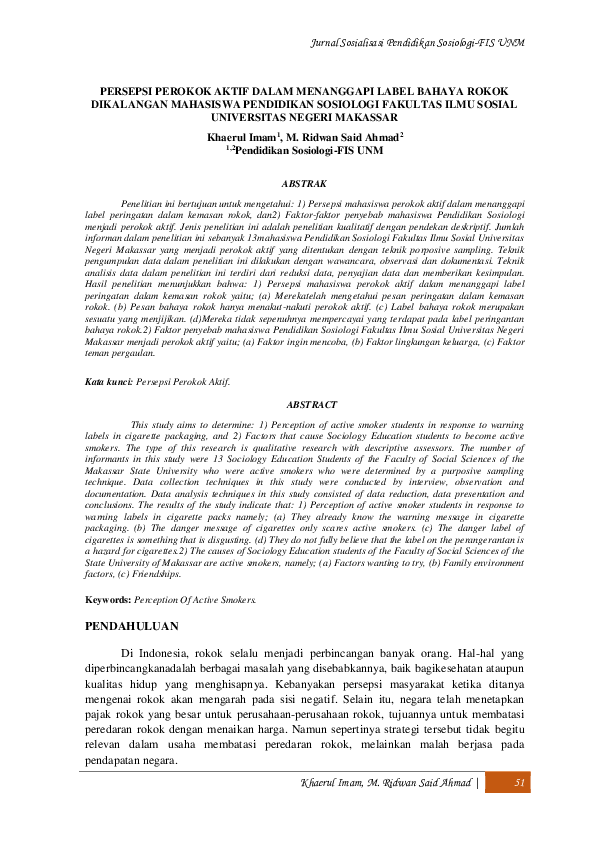 (PDF) Persepsi Perokok Aktif Dalam Menanggapi Label Bahaya Rokok ...