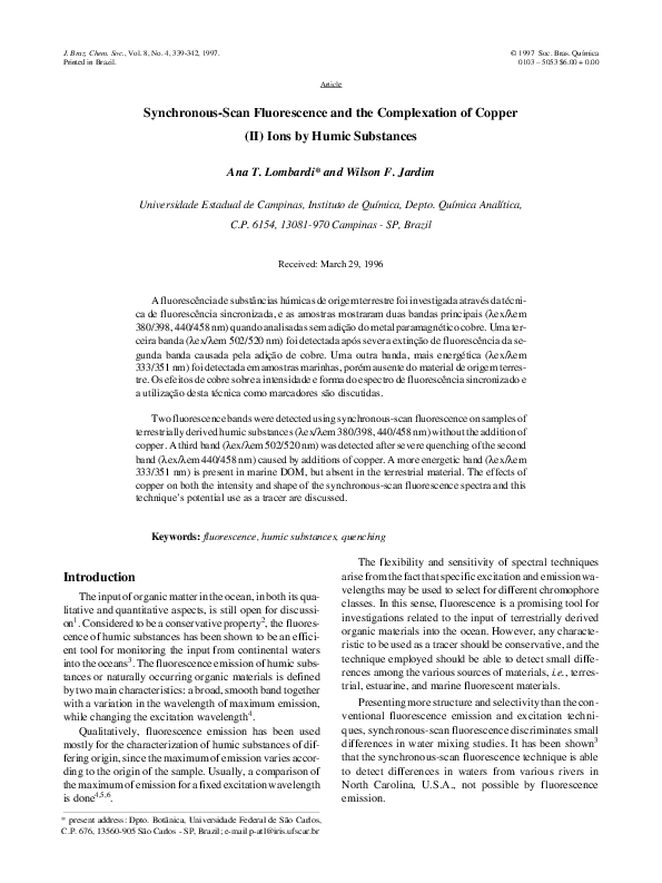 (PDF) Synchronous-scan fluorescence and the complexation of copper (II ...