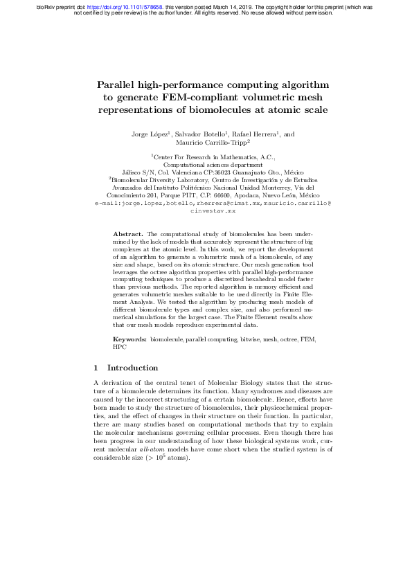 (PDF) Parallel high-performance computing algorithm to generate FEM-compliant volumetric mesh ...