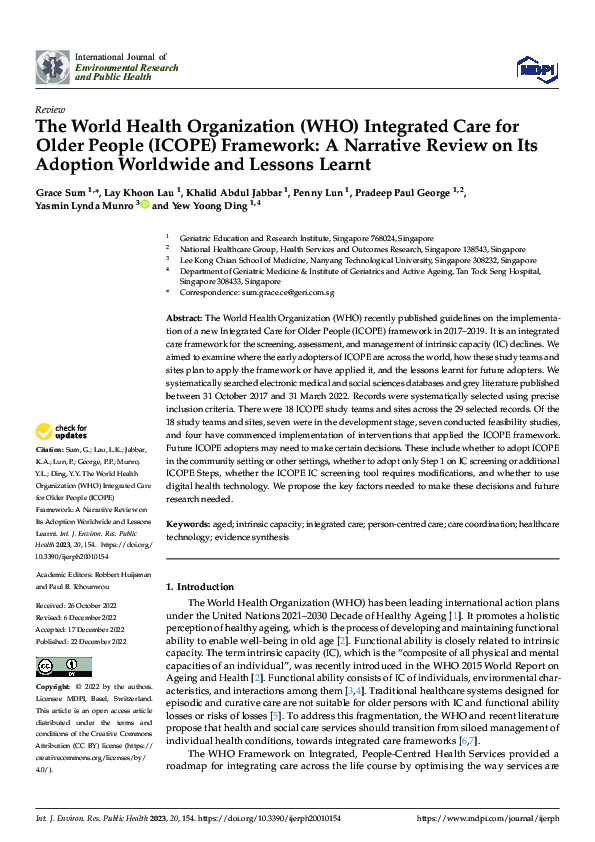 (PDF) The World Health Organization (WHO) Integrated Care for Older ...
