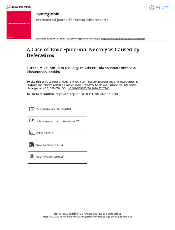 (PDF) Toxic Epidermal Necrolysis from Deferasirox