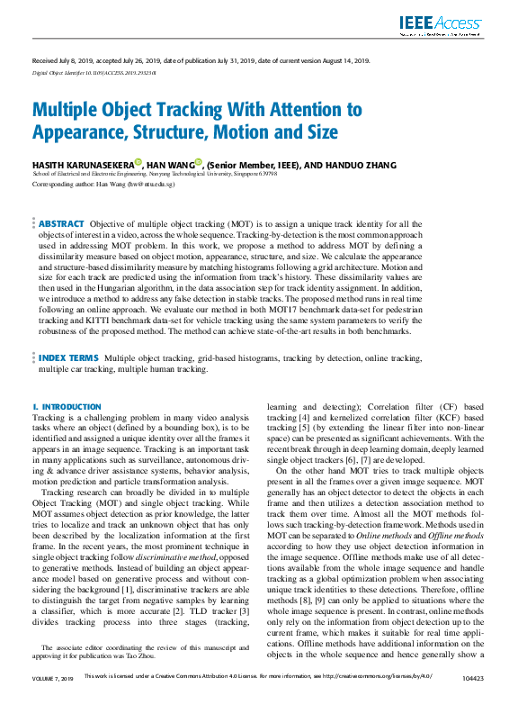 (PDF) Multiple Object Tracking With Attention to Appearance, Structure ...